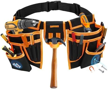 Tool Belt, Magnetic Tool Pouch, Heavy Duty Padded Tool Belts for Men ...