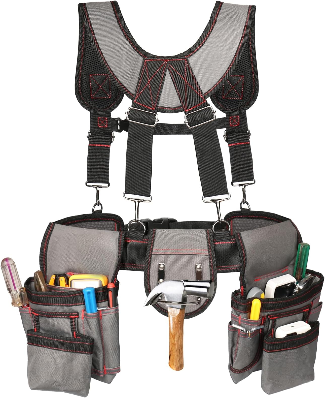 Tool Belt,Professional Tool Belts for Men with Suspenders,18 Pockets ...
