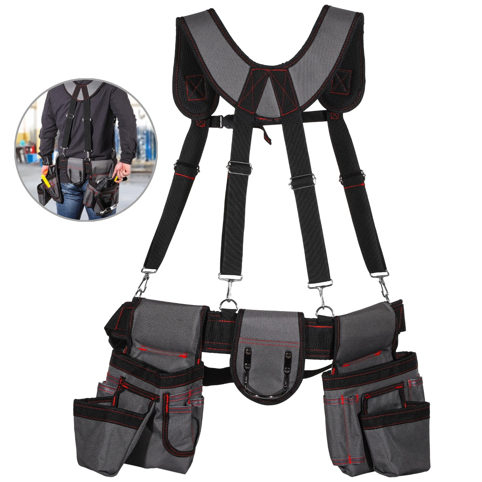 Tool Belt with Suspenders, Heavy Duty Work Belt for Men, Oxford Cloth ...