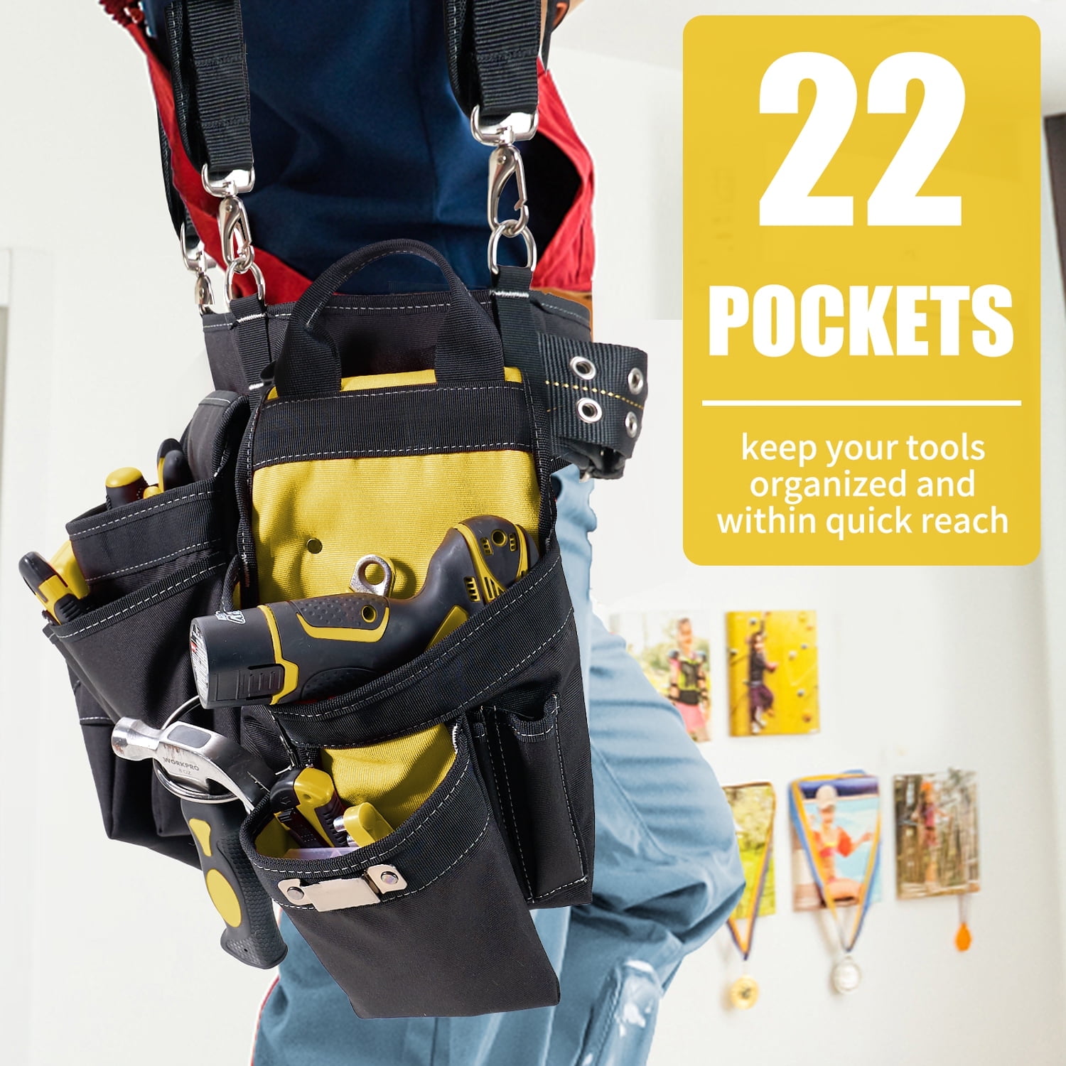 Tool Belt With Suspenders, Tool Belts for Men, 22 Pockets Tool Belt ...