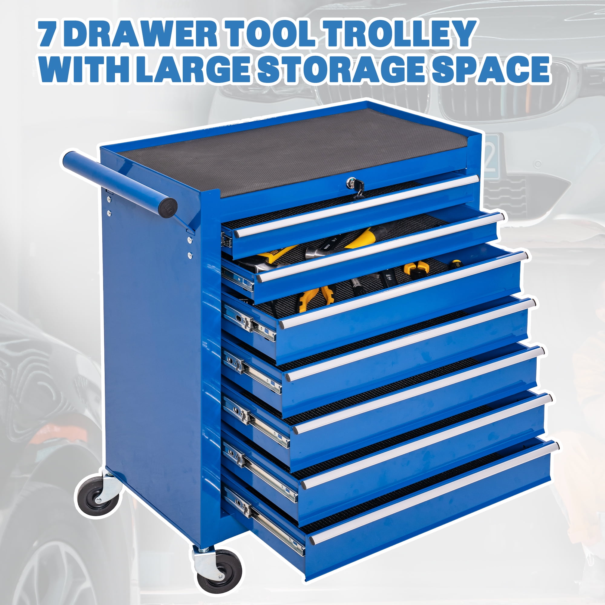 Tool Box, 7-Drawer Steel Rolling Tool Chest on Wheels for Workshop ...