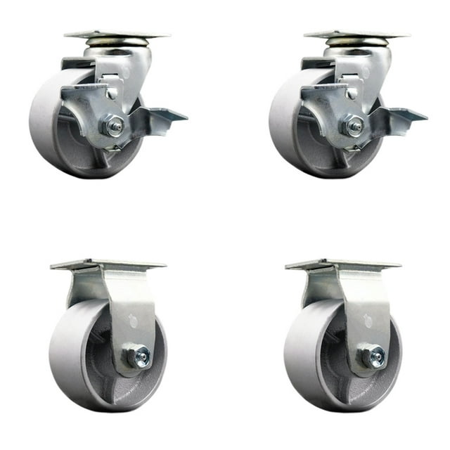 Tool Box Caster Wheel Set – 4 Inch Semi Steel Cast Iron Swivel Casters ...