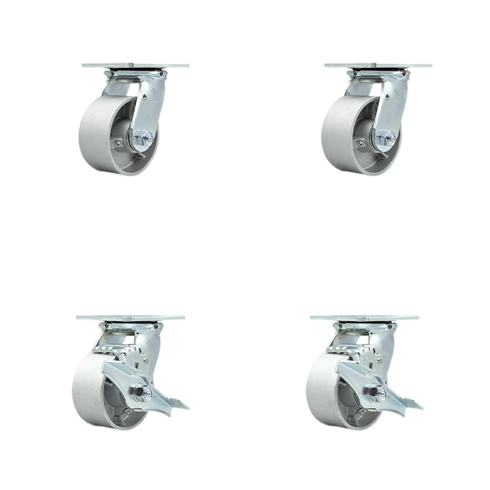 Tool Box Caster Wheel Set – 4 Inch Semi Steel Cast Iron Swivel Casters ...