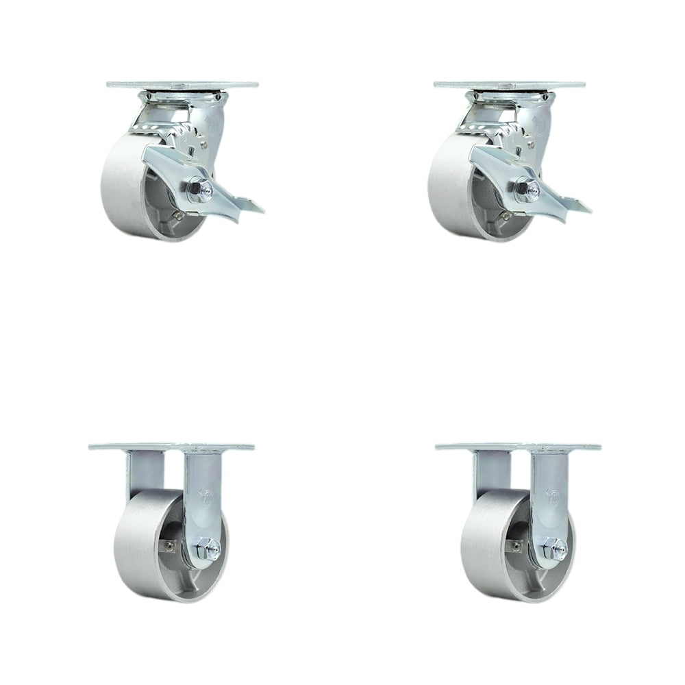Tool Box Caster Wheel Set – 4 Inch Semi Steel Cast Iron Swivel Casters ...
