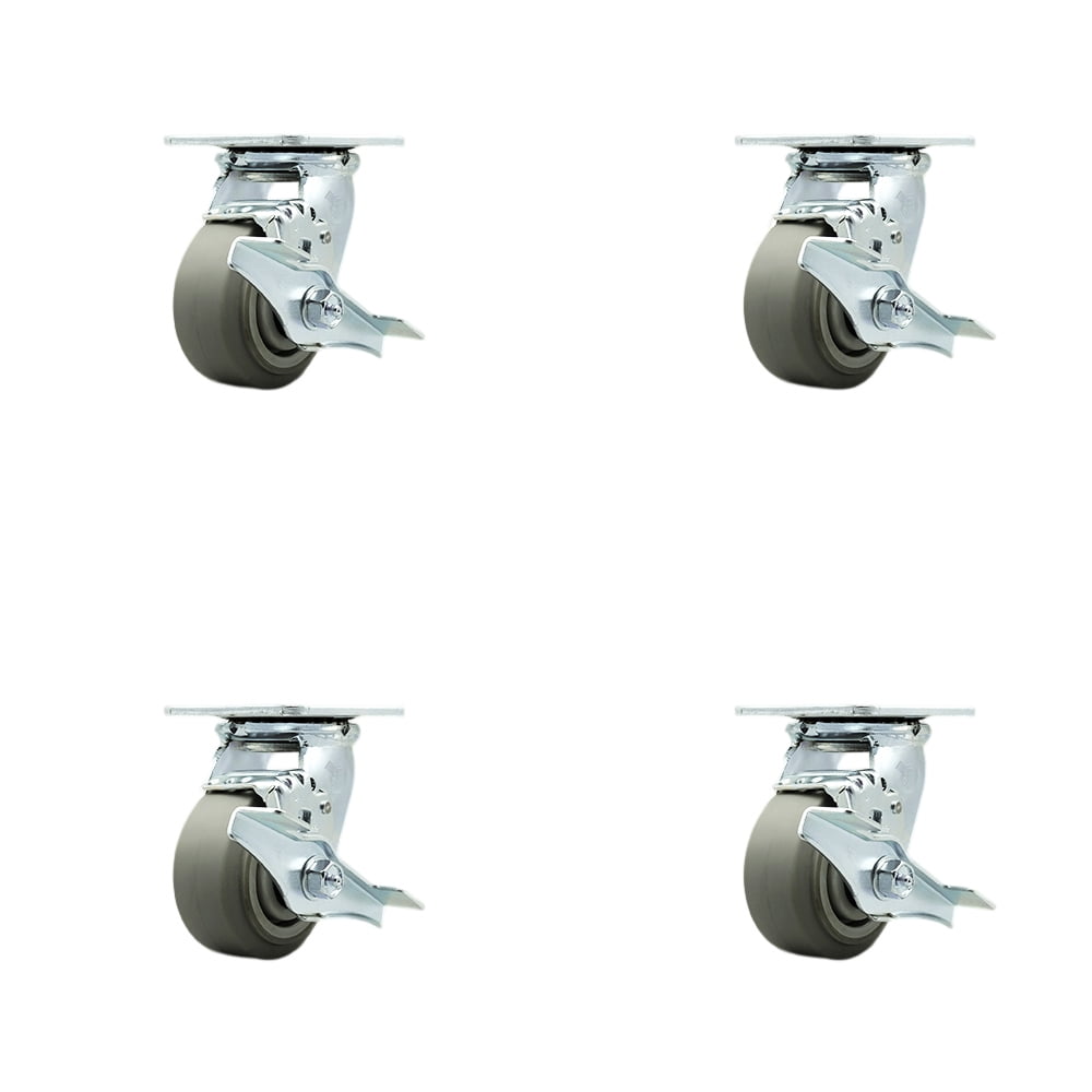 Tool Box Caster Wheel Set – 4 Inch Thermoplastic Rubber Swivel Casters ...