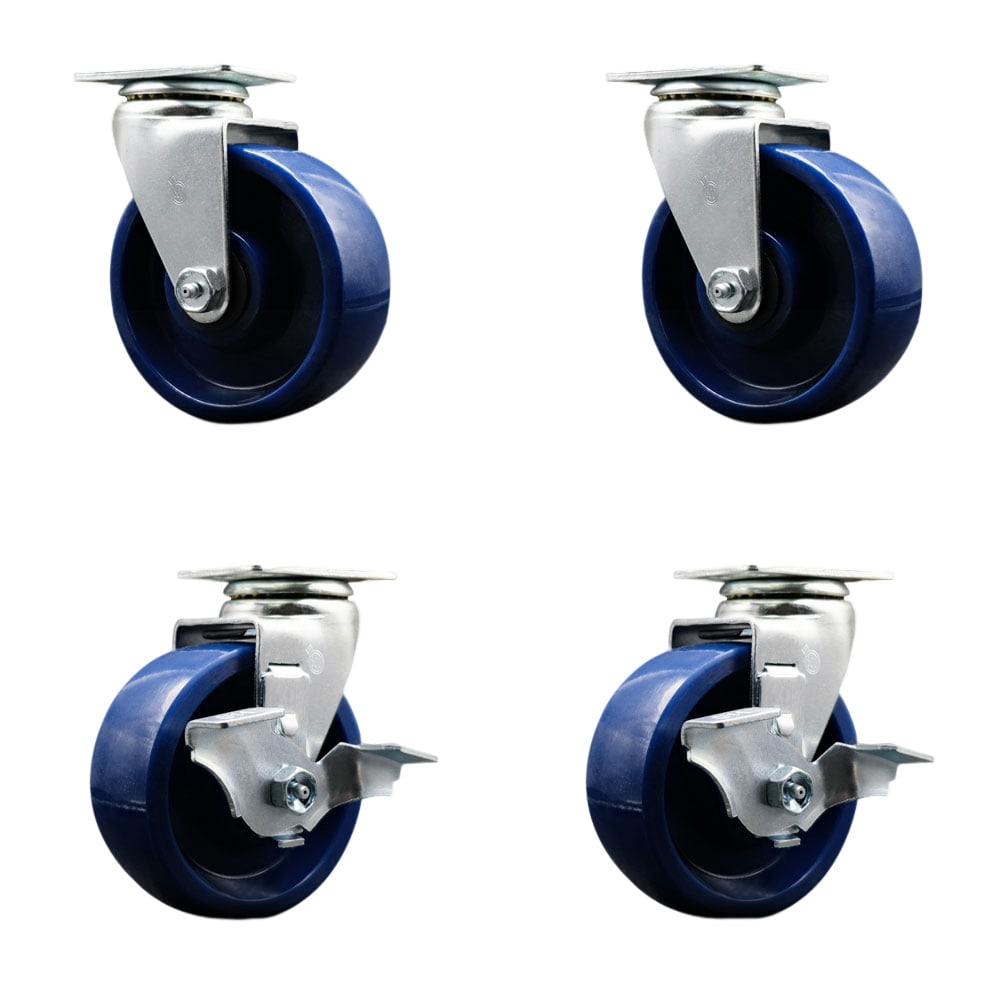 Tool Box Caster Wheel Set – 5 Inch Solid Polyurethane Swivel Casters ...