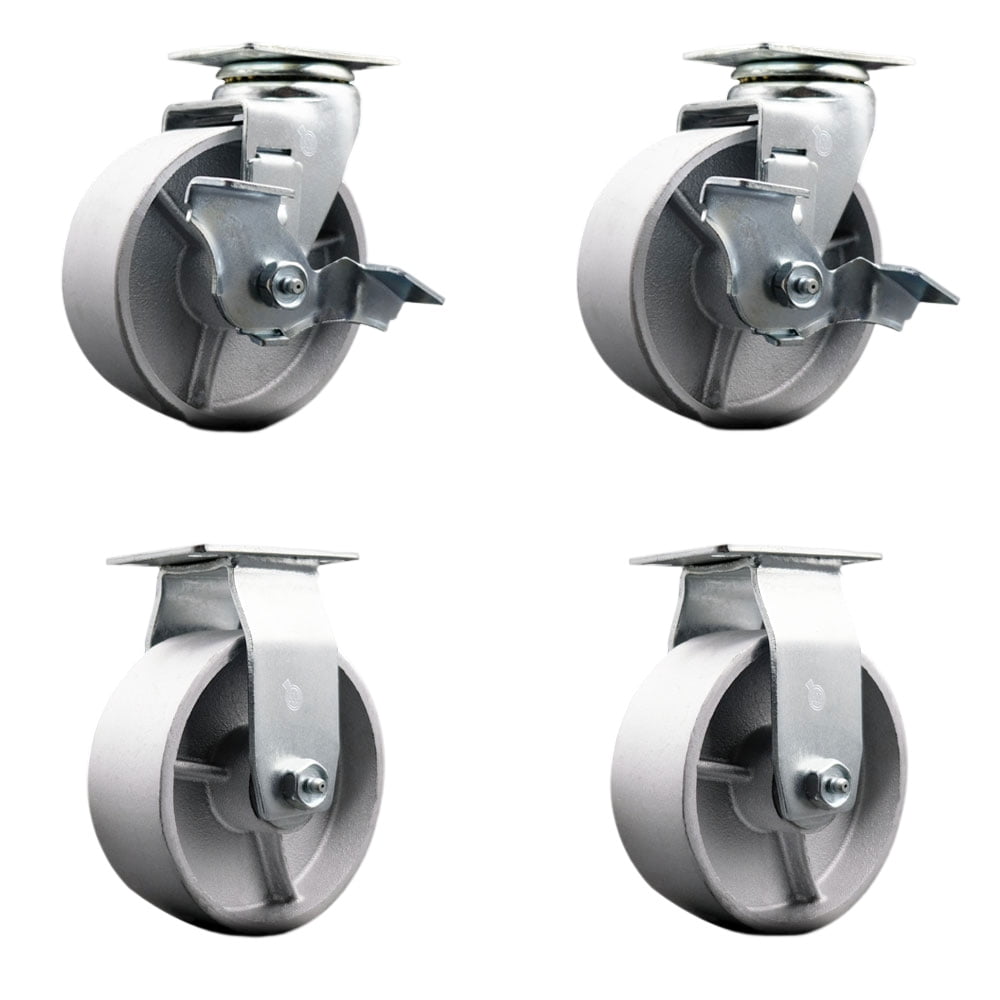 Tool Box Caster Wheel Set – 5 Inch Semi Steel Cast Iron Swivel Casters ...