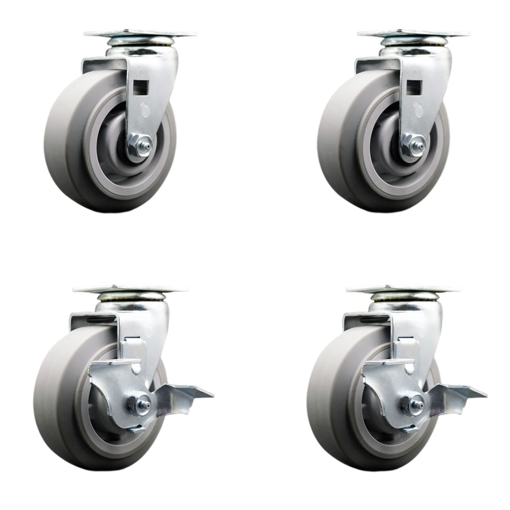 Tool Box Caster Wheel Set – 5 Inch Thermoplastic Rubber Swivel Casters ...