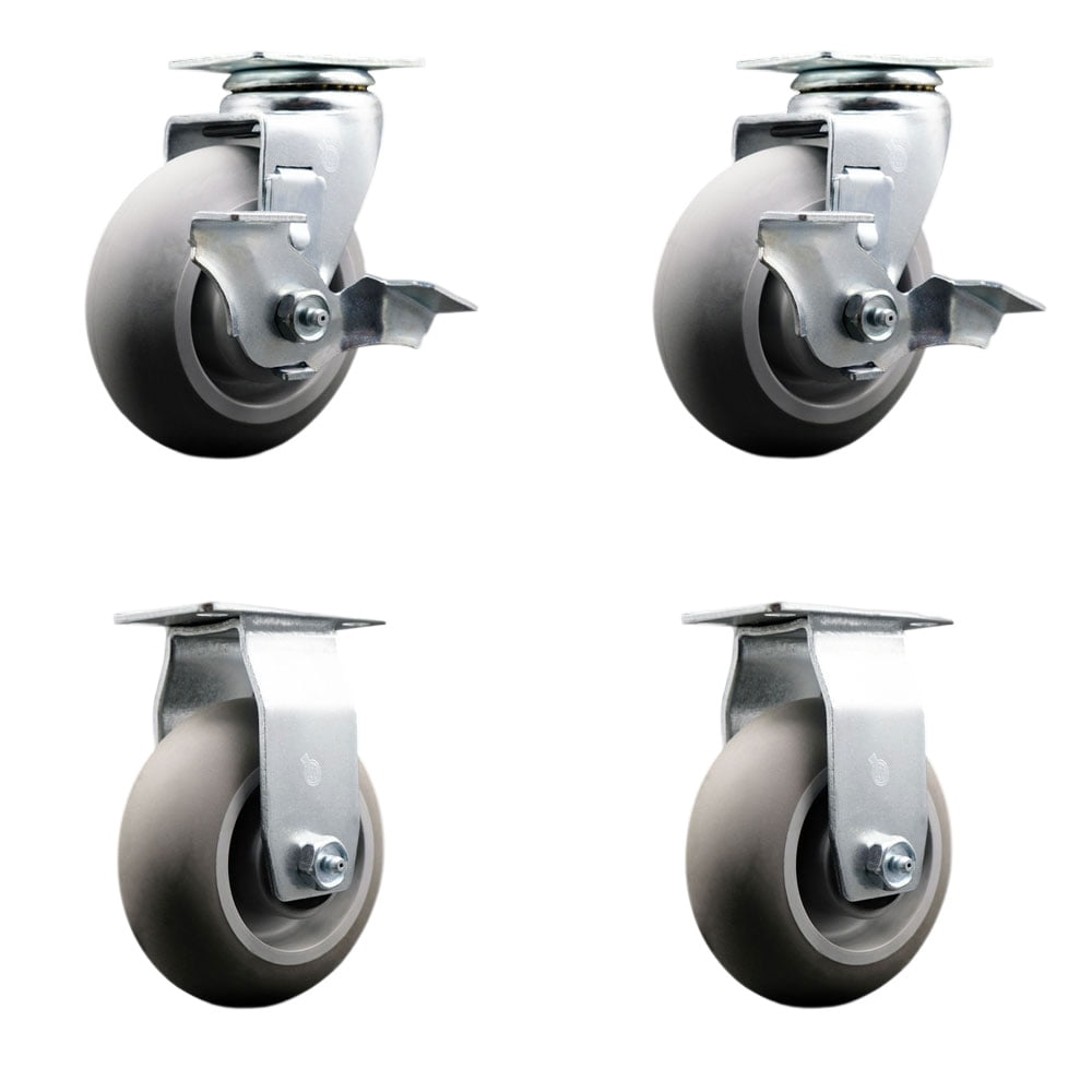 Tool Box Caster Wheel Set – 5 Inch Thermoplastic Rubber Swivel Casters ...