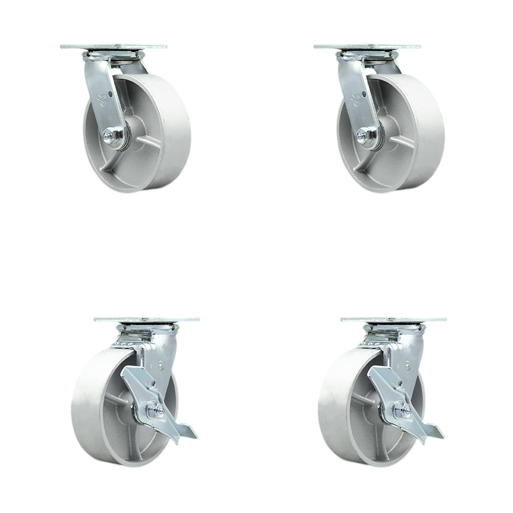 Tool Box Caster Wheel Set – 6 Inch Semi Steel Cast Iron Swivel Casters ...
