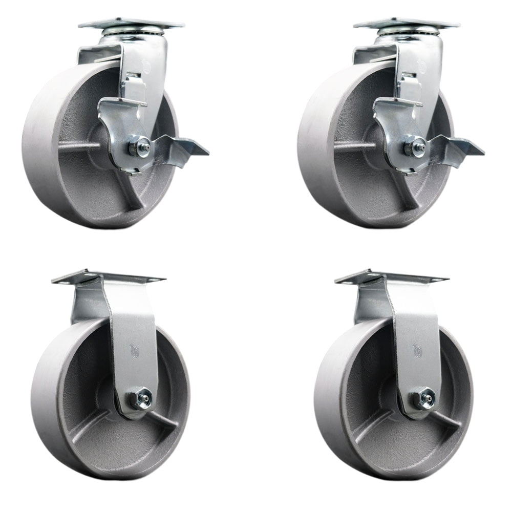 Tool Box Caster Wheel Set – 6 Inch Semi Steel Cast Iron Swivel Casters ...