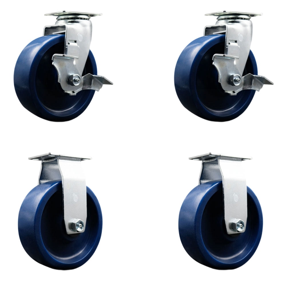 Tool Box Caster Wheel Set – 6 Inch Solid Polyurethane Swivel Casters ...