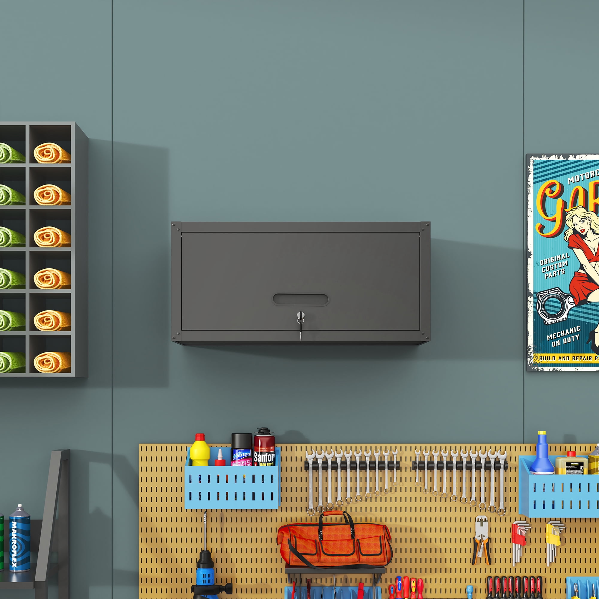 Tool Box Chest Storage Heavy Duty Wall Mounted Lockable Metal Garage ...