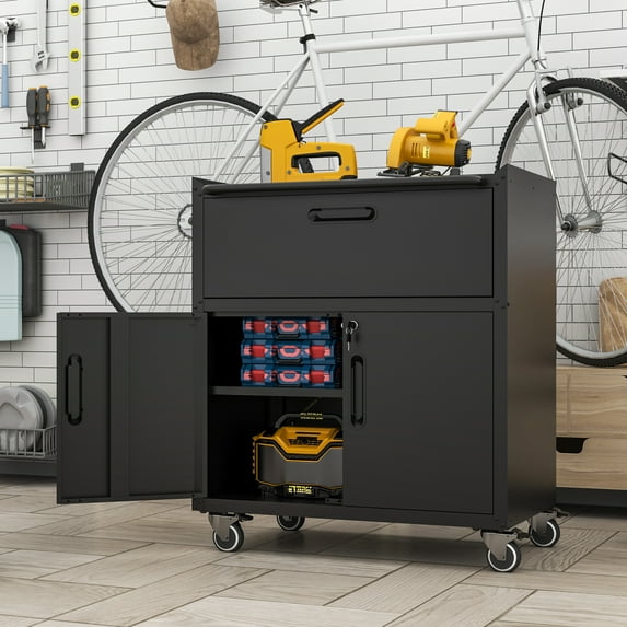 Tool Box Chest Storage Heavy Tool Cabinet with Wheels Mobile Garage ...