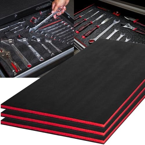 Tool Box Foam, 3Pack 45x22x1 inch, Foam Inserts for Cases, Polyethylene ...