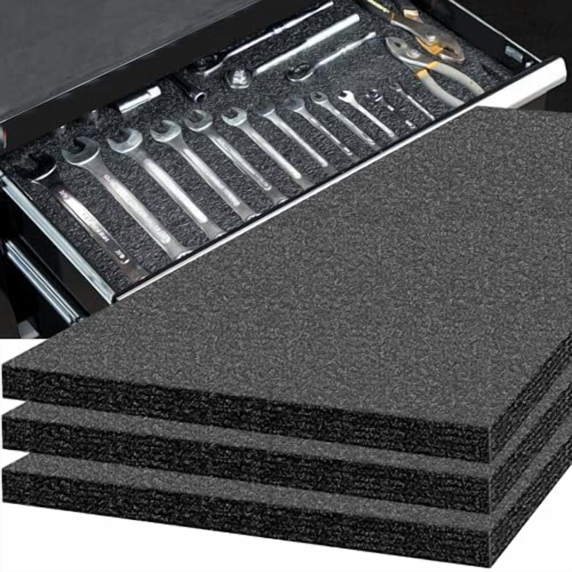 Tool Box Foam 3Pack 48x24x1 inch, Foam Inserts for Cases, Polyethylene ...