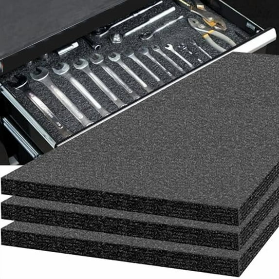 Tool Box Foam 3Pack 48x24x1 inch, Foam Inserts for Cases, Polyethylene ...