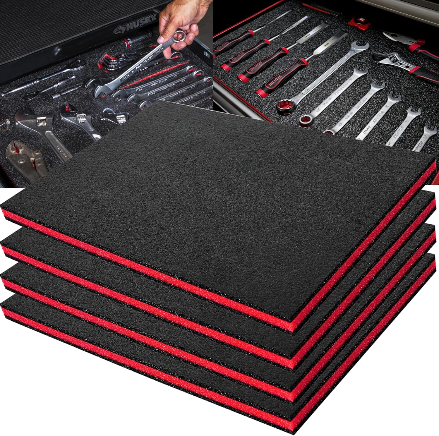 Tool Box Foam 4Pack 16x12x1 inch, Foam Inserts for Cases, Polyethylene ...
