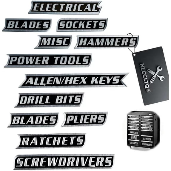 Tool Box Labels Black for Organization Toolbox Cart Chest Accessories ...