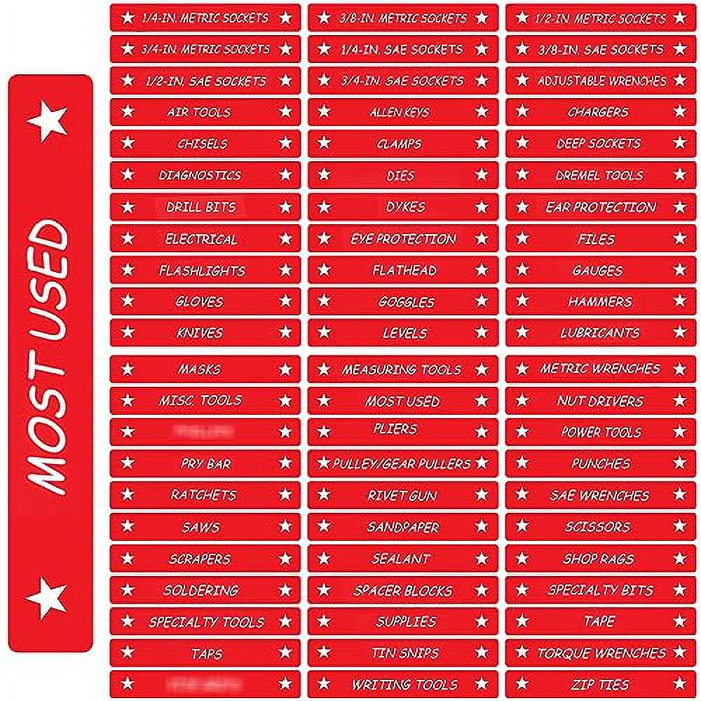 Tool Box Organizational Magnetic .. Labels Fits All Brands .. of Steel ...