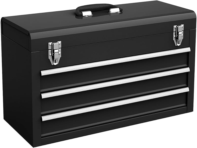 Tool Box, Portable 20” Tool Boxes with 3 Drawers, Top Tool Tray, Metal ...