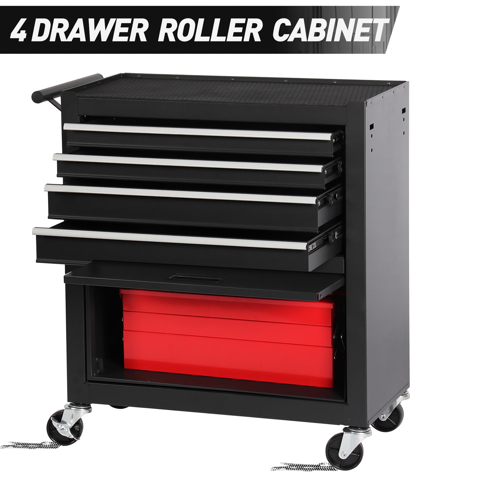 Seizeen Tool Box, Rolling Tool Chest with 4 Drawers & Bottom Cabinet, Garage Tool Cabinet on ...