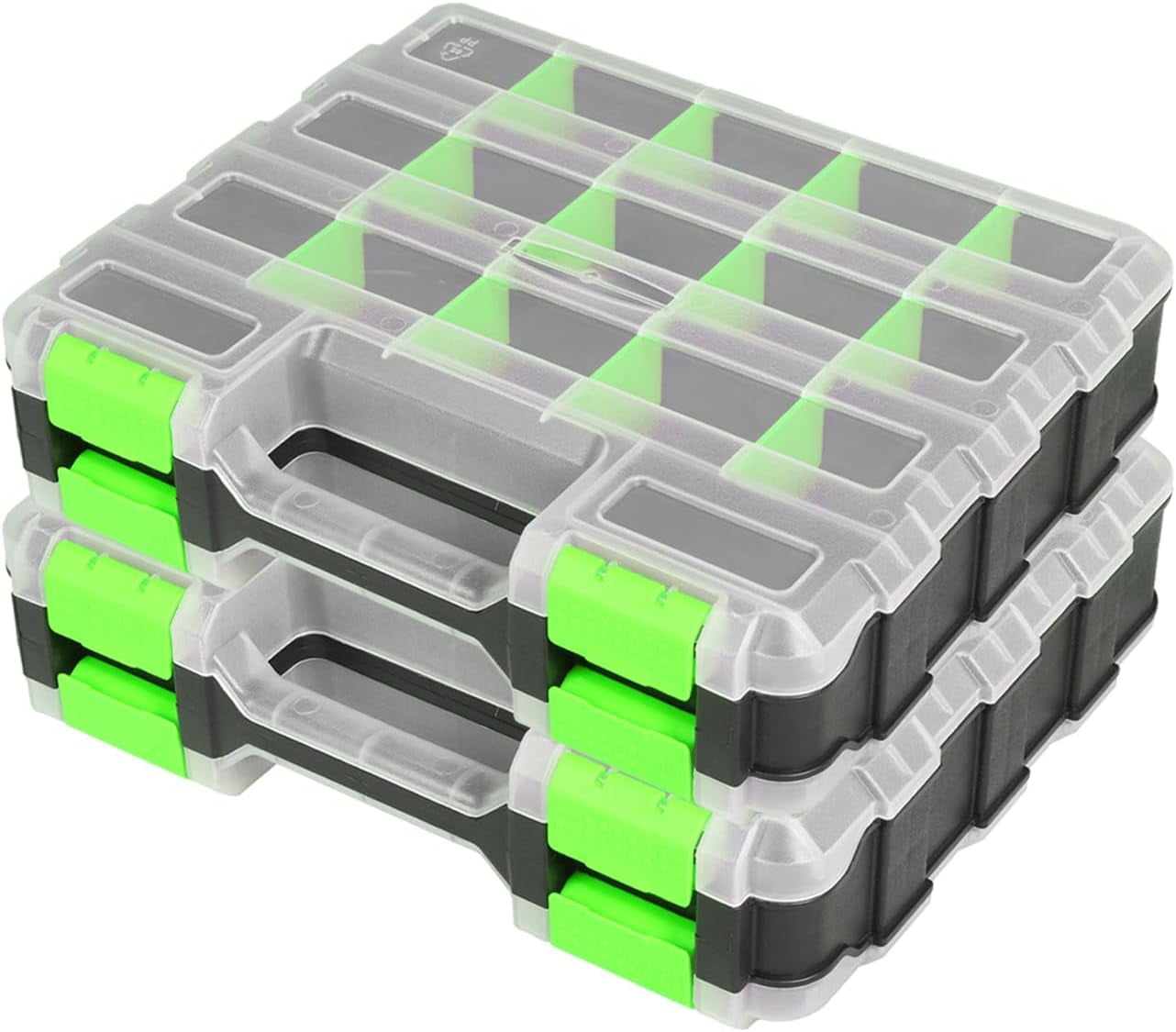 Tool Box with Transparent Lid, Double Side 34-Compartments Organizer ...
