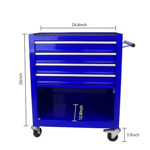 Tool Cart 4-Drawer, Metal Tool Storage Organizer Cabinet with Interlock ...