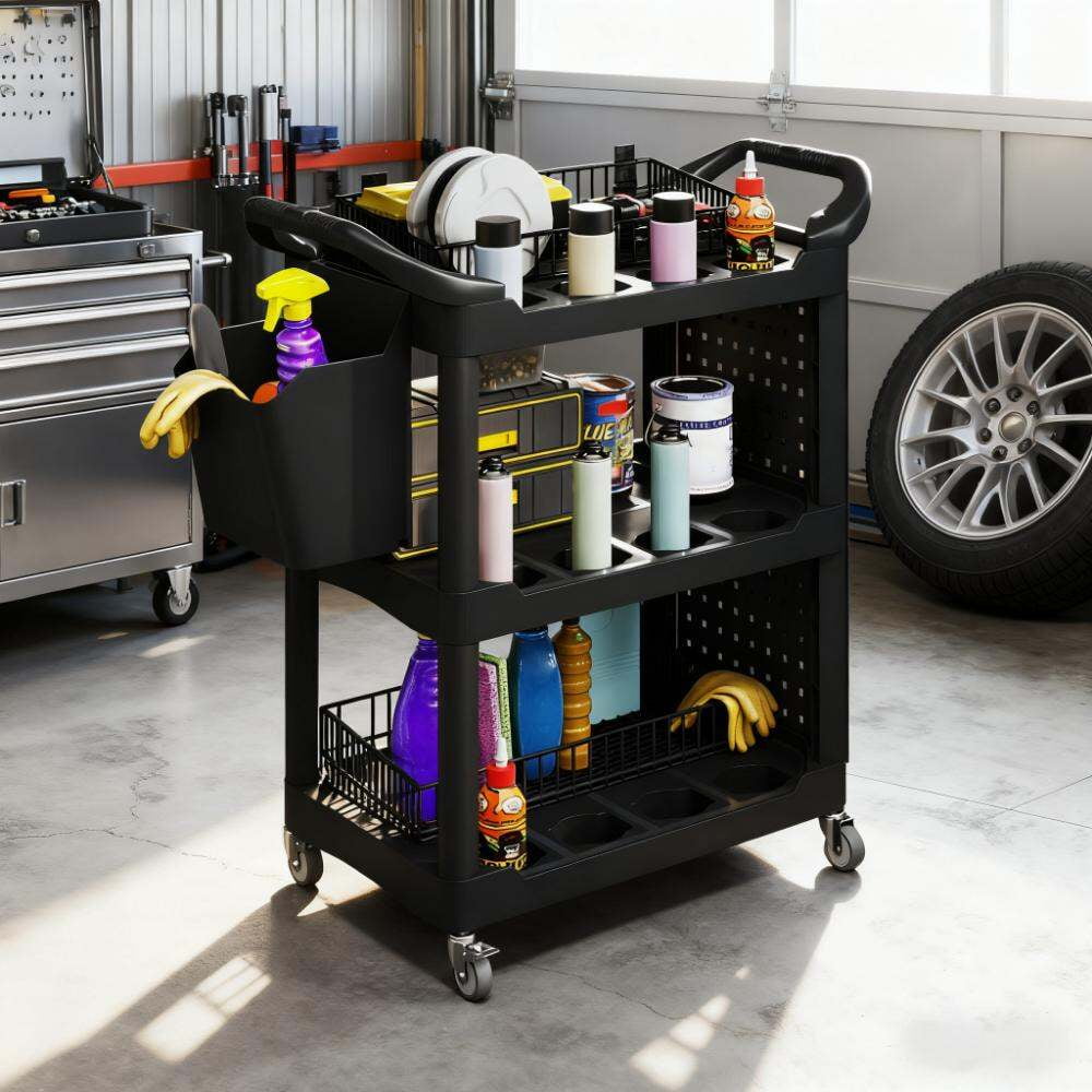 Tool Cart, Capacity Plastic Utility Cart with Side Shelf and Storage ...