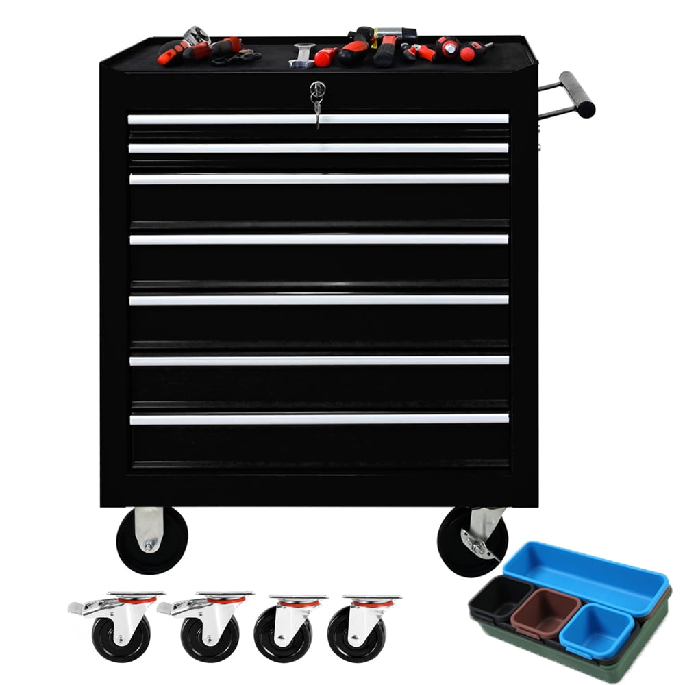 Tool Cart With Drawers,7 Drawers Locking Rolling Tool Chest with Wheels ...
