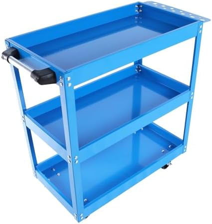 Tool Cart on Wheels, 3 Tier Rolling Tool Cart, Heavy Duty Steel Utility Cart w/Lockable Wheels ...