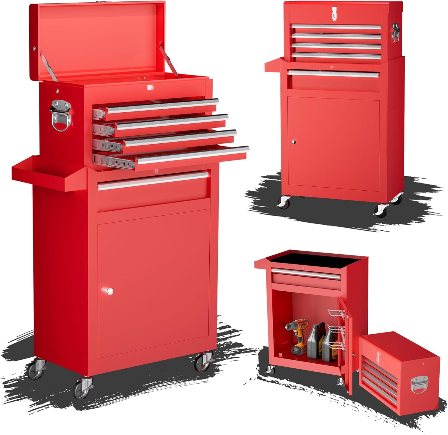 Tool Chest, 5-Drawer Rolling Tool Chest with Wheels, Detachable Metal ...