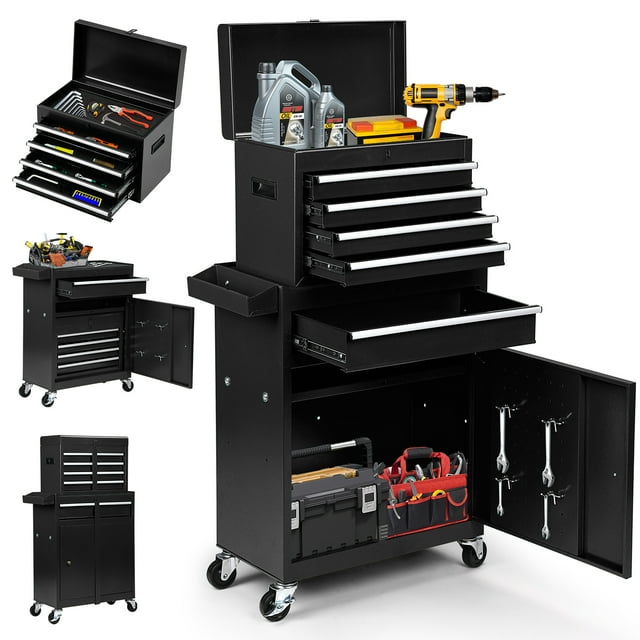 Tool Chest, 5-Drawer Rolling Tool Chest with Detachable Tool Box ...