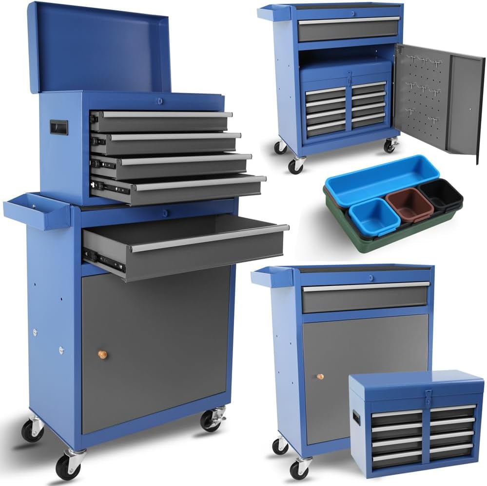 Tool Chest,5-Drawer Rolling Tool Storage Cabinet with Detachable Top Tool Box,Liner,Universal ...