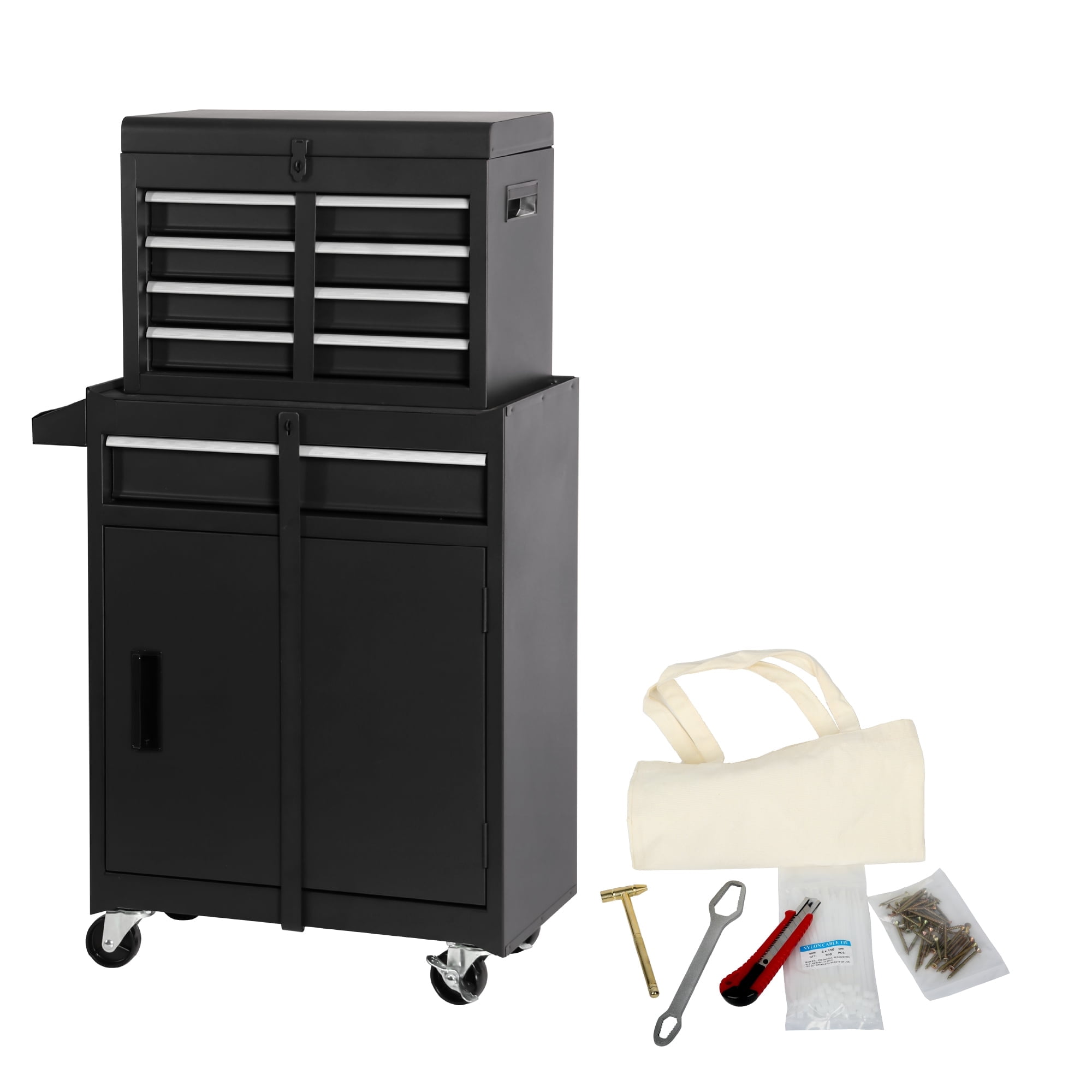 Tool Chest, 5-Drawer Rolling Tool Storage Cabinet with Detachable Top ...