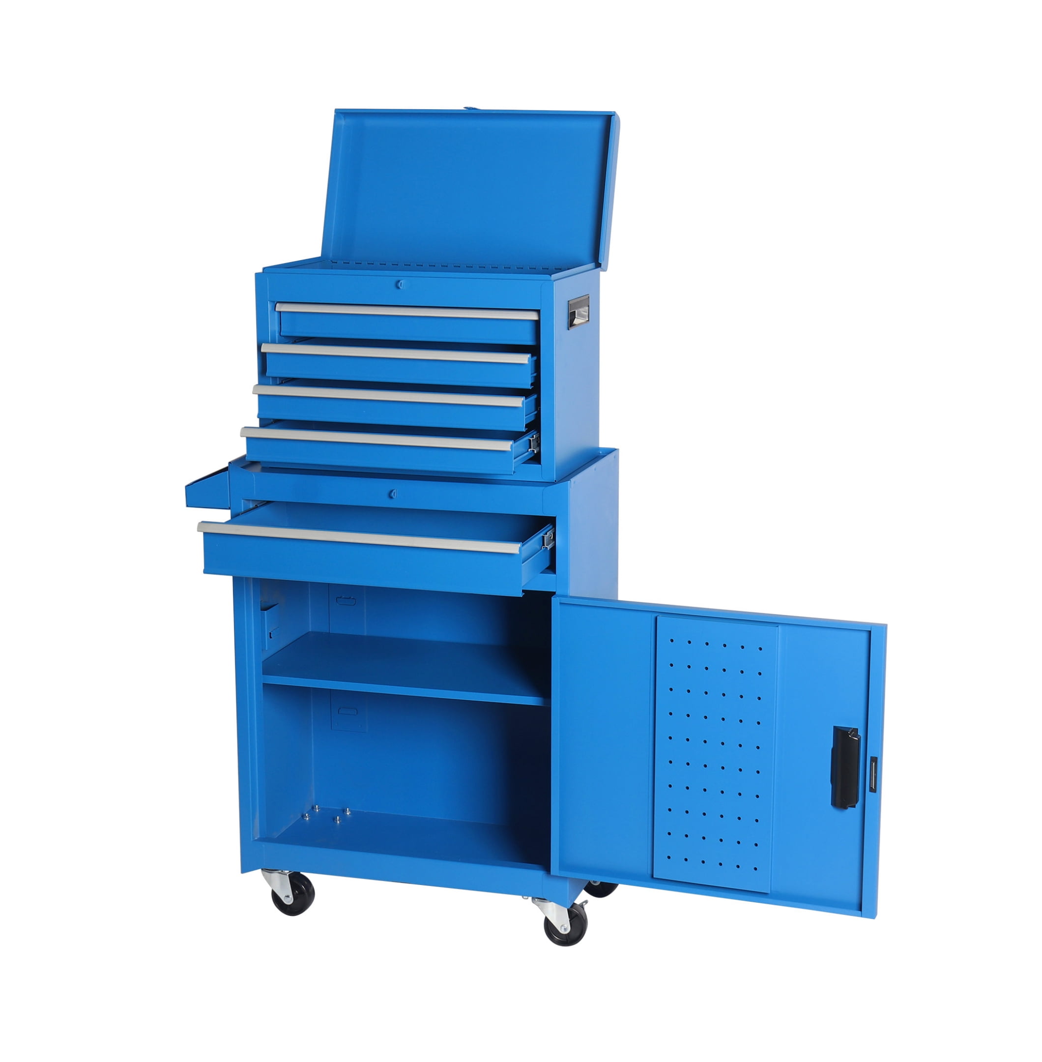 Tool Chest, 5-Drawer Rolling Tool Storage Cabinet with Detachable Top Tool Box, Liner, Universal ...