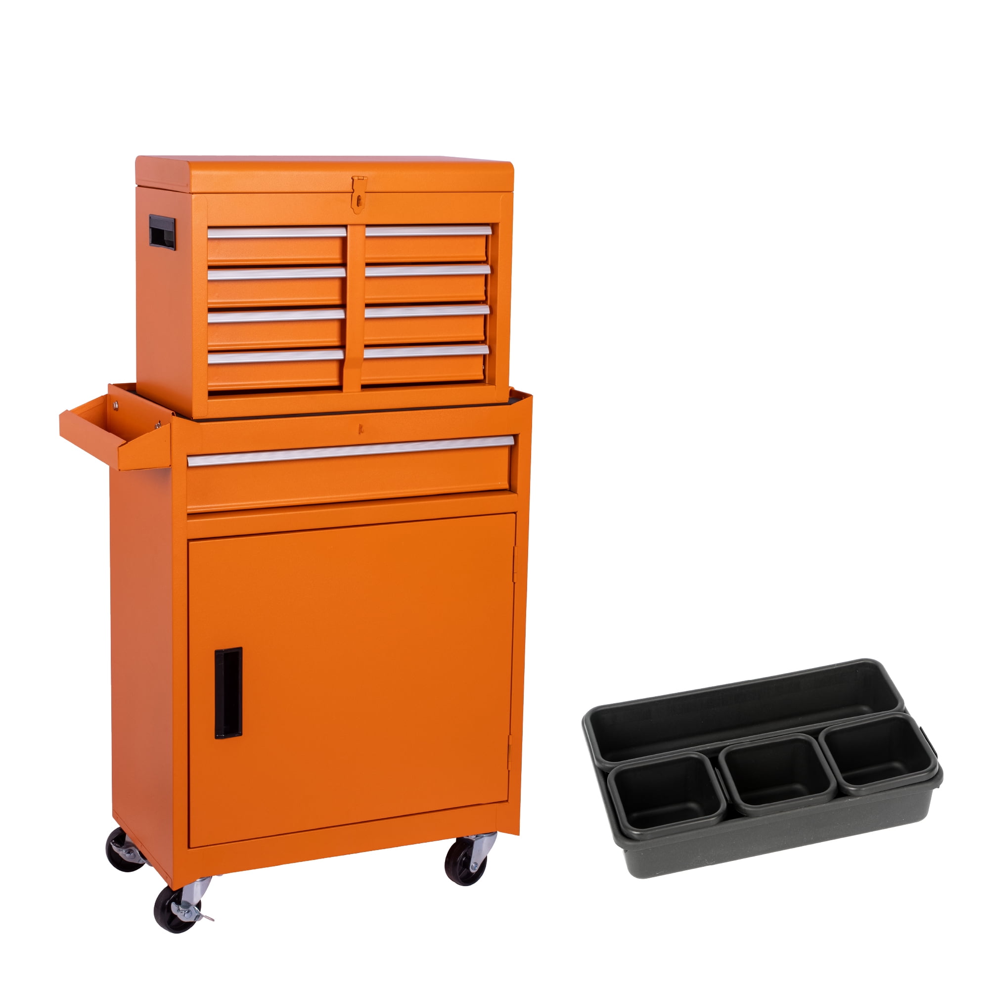 Tool Chest, 5-Drawer Rolling Tool Storage Cabinet with Detachable Top Tool Box, Liner, Universal ...