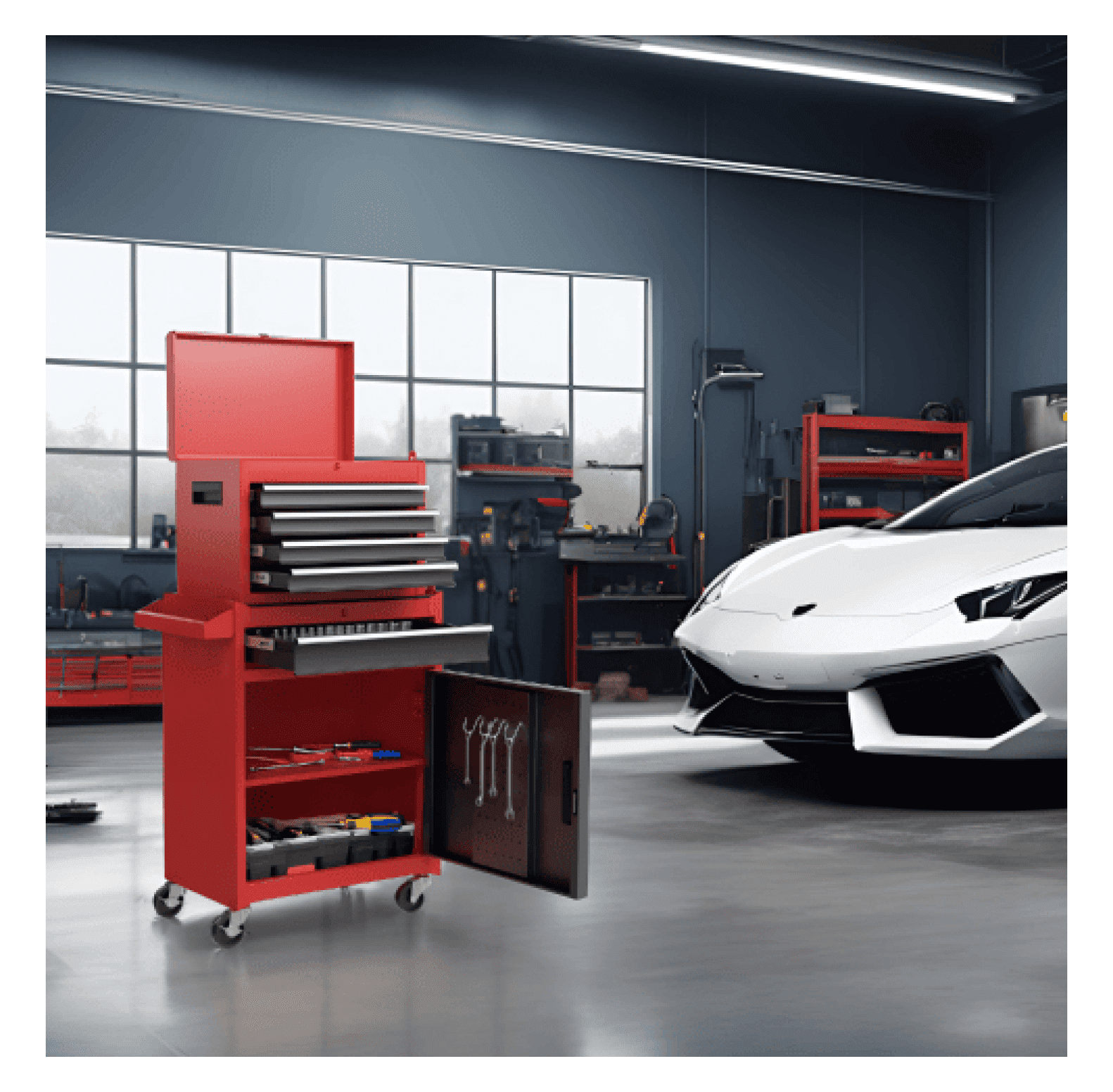 Tool Chest, 5-Drawer Rolling Tool Storage Cabinet With Detachable Top ...