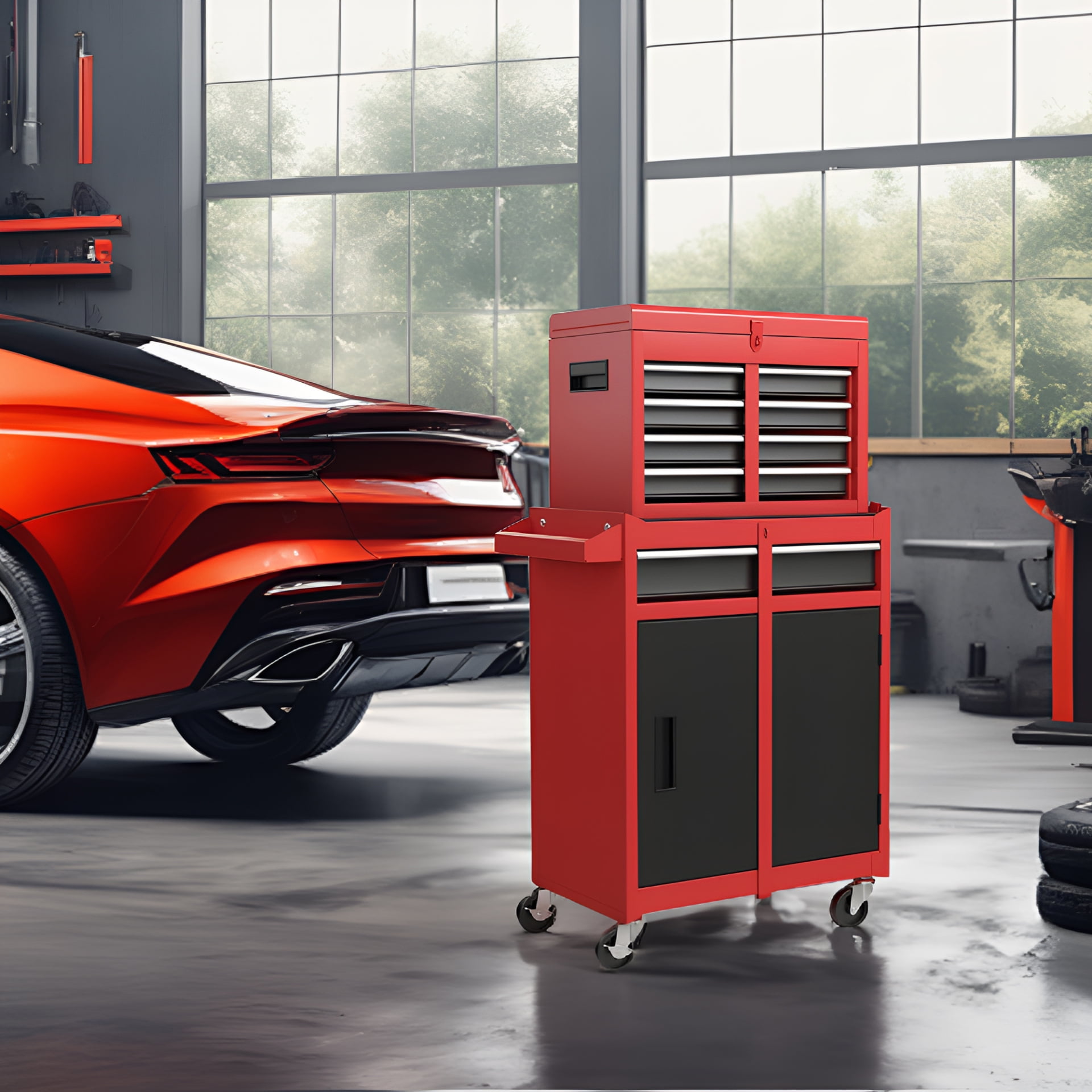 Tool Chest, 5-Drawer Rolling Tool Storage Cabinet with Detachable Top Tool Box, Liner, Universal ...