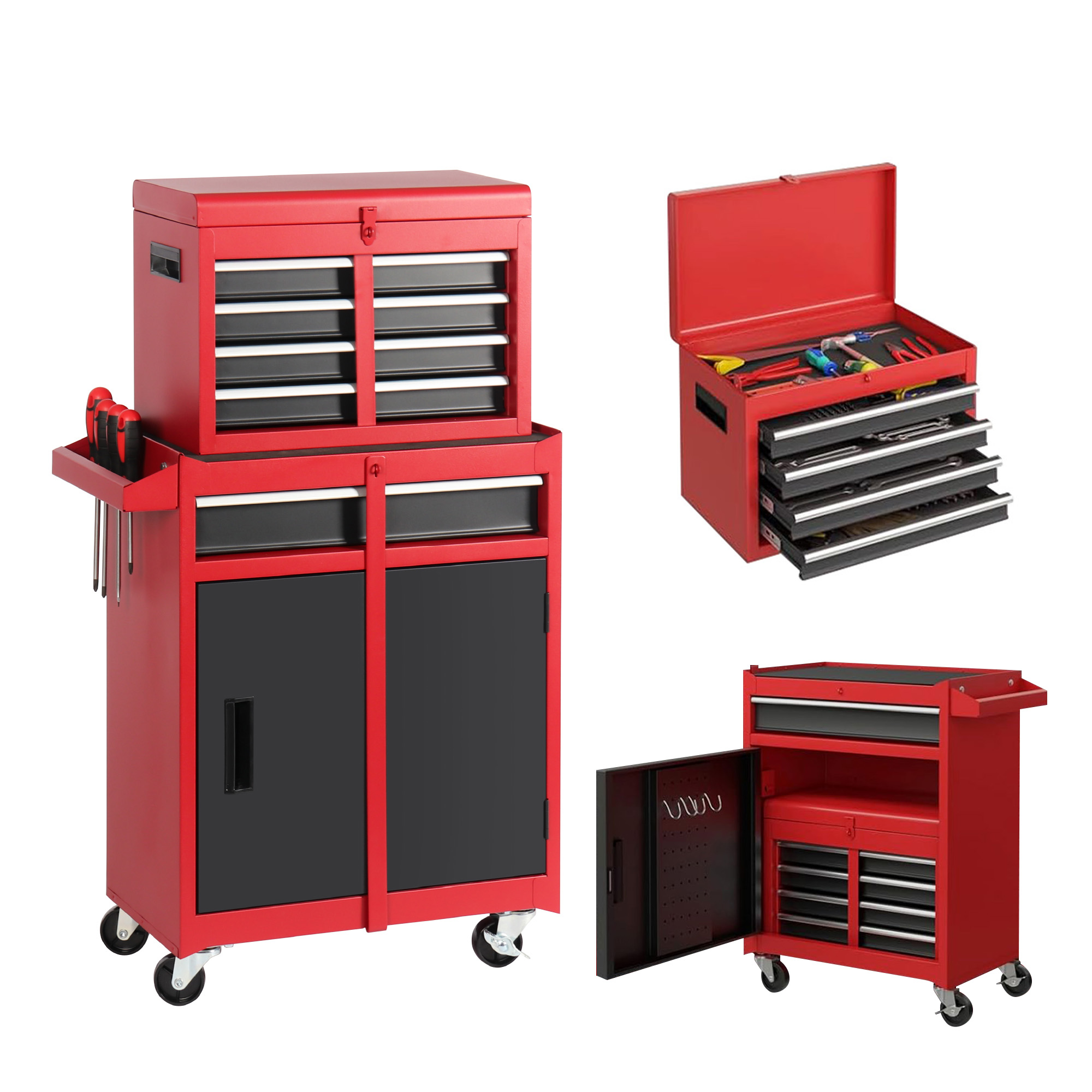 Tool Chest, 5-Drawer Rolling Tool Storage Cabinet with Detachable Top ...