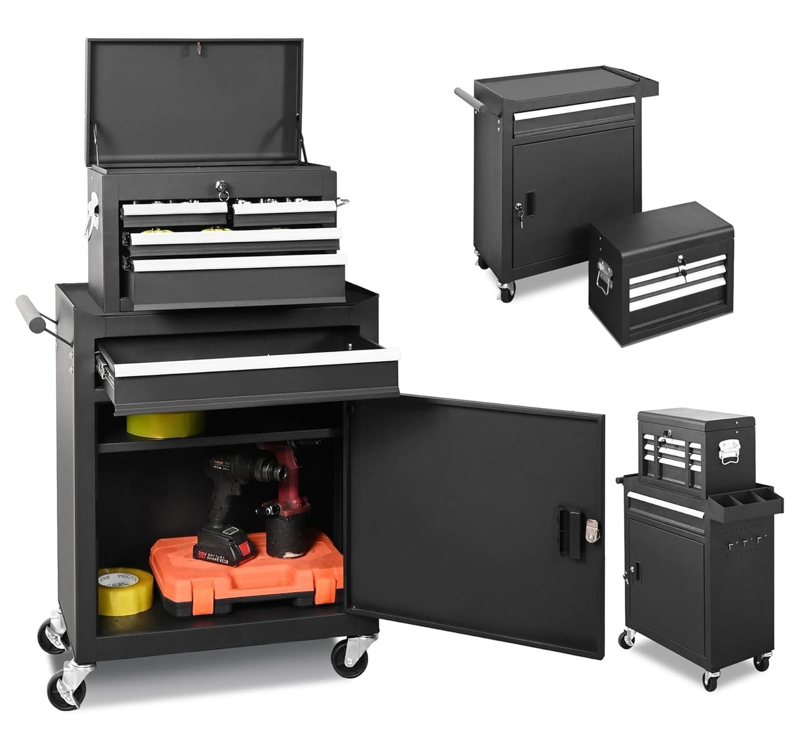 Tool Chest, 5 Drawers Rolling Tool Storage Cabinet with Lockable Wheels ...