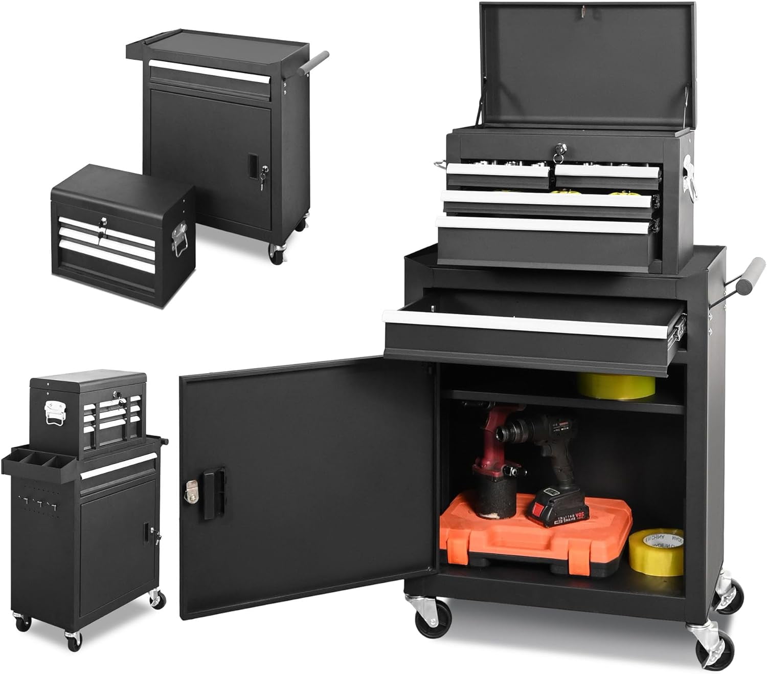 Tool Chest, 5 Drawers Rolling Tool Storage Cabinet with Lockable Wheels ...