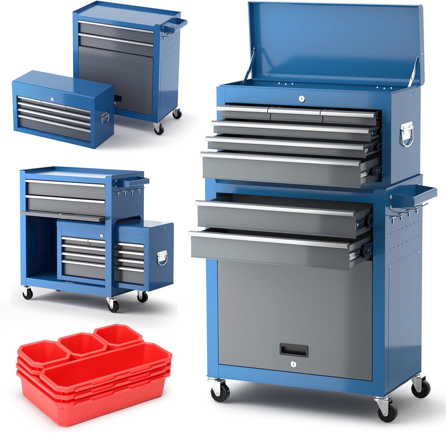 Tool Chest 8-Drawer | 42'' Large Rolling Tool Chest with Wheels ...