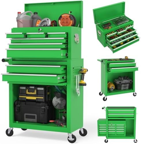 Tool Chest, 8-Drawer Rolling Tool Storage Cabinet with 2 in 1 ...