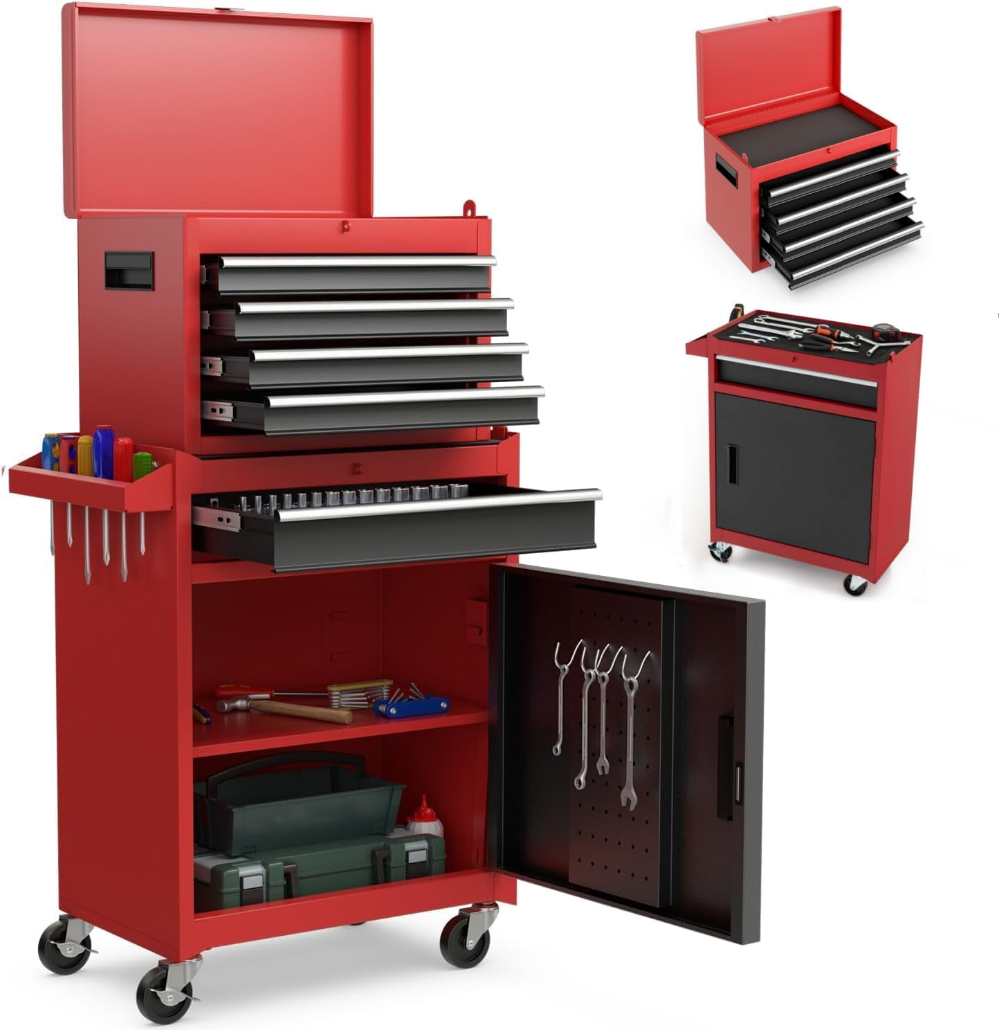Tool Chest Heavy Duty Rolling Tool Box with Cabinet 5-Drawer for ...