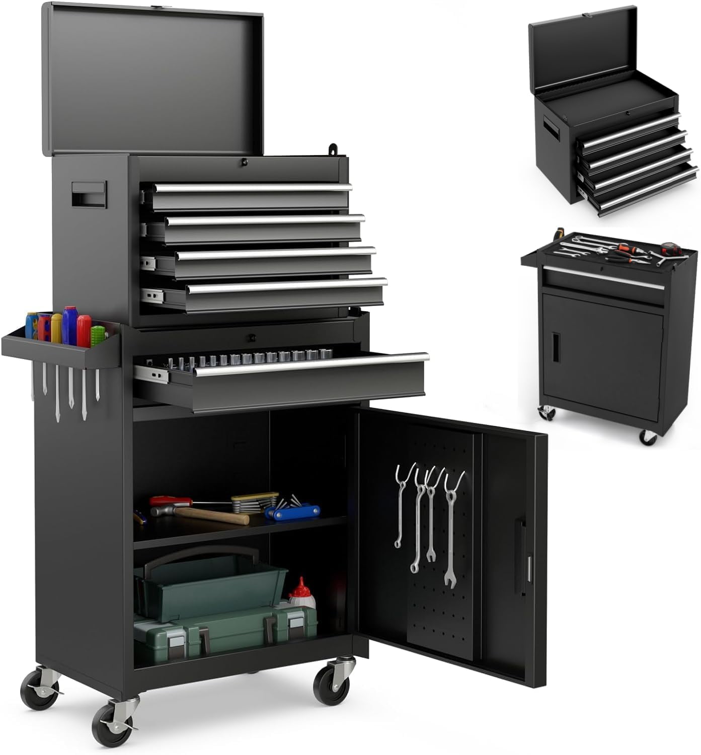 Tool Chest Heavy Duty Rolling Tool Box with Cabinet 5-Drawer for ...