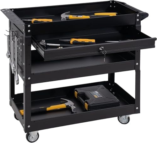 Tool Chest with Wheels, Rolling 3-Tier Tool Box with Wheels 330 LBS Capacity Heavy Duty Utility ...