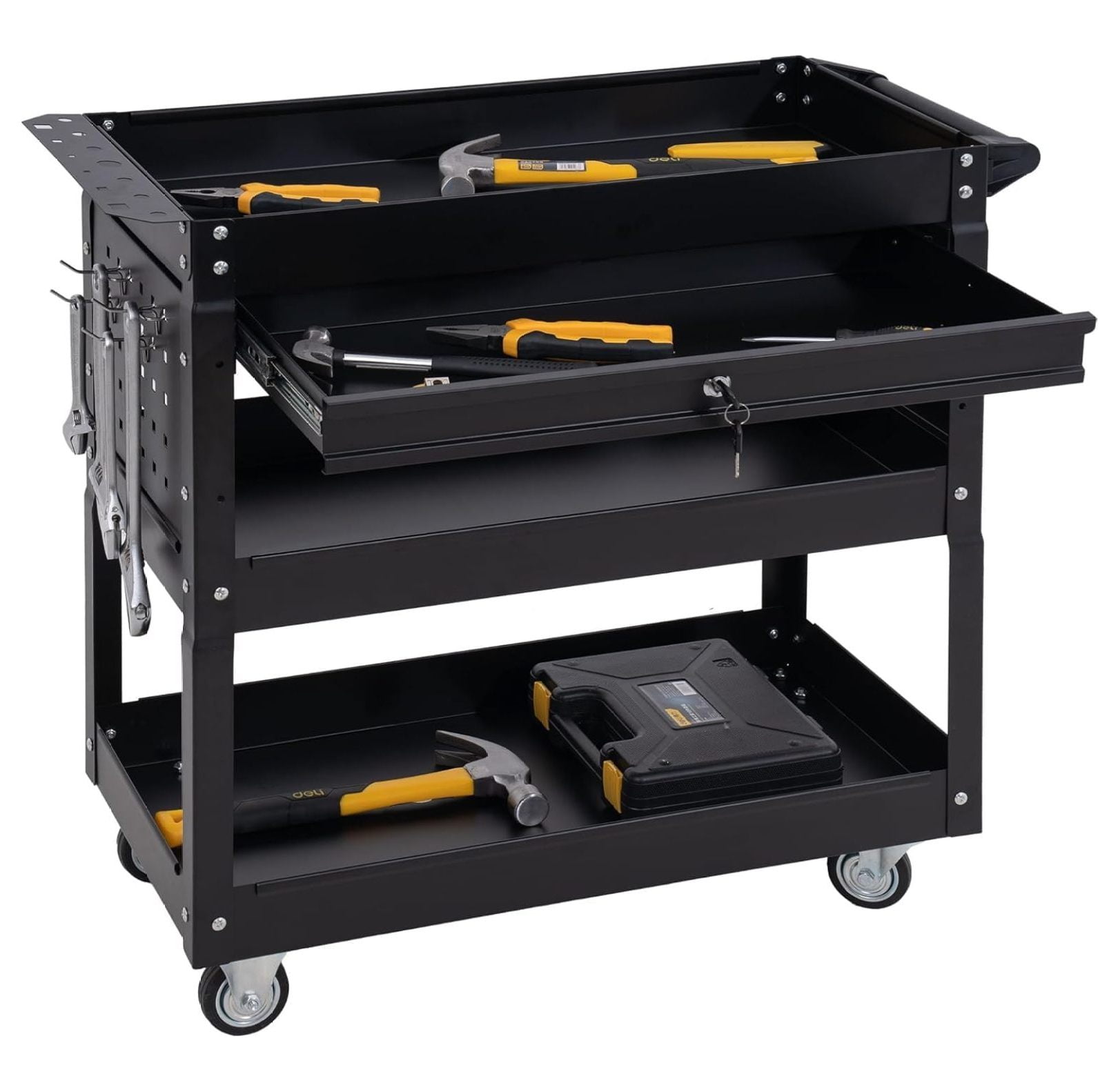 Tool Chest with Wheels, Rolling 3-Tier Tool Cart with Wheels 330 LBS Capacity Heavy Duty Utility ...