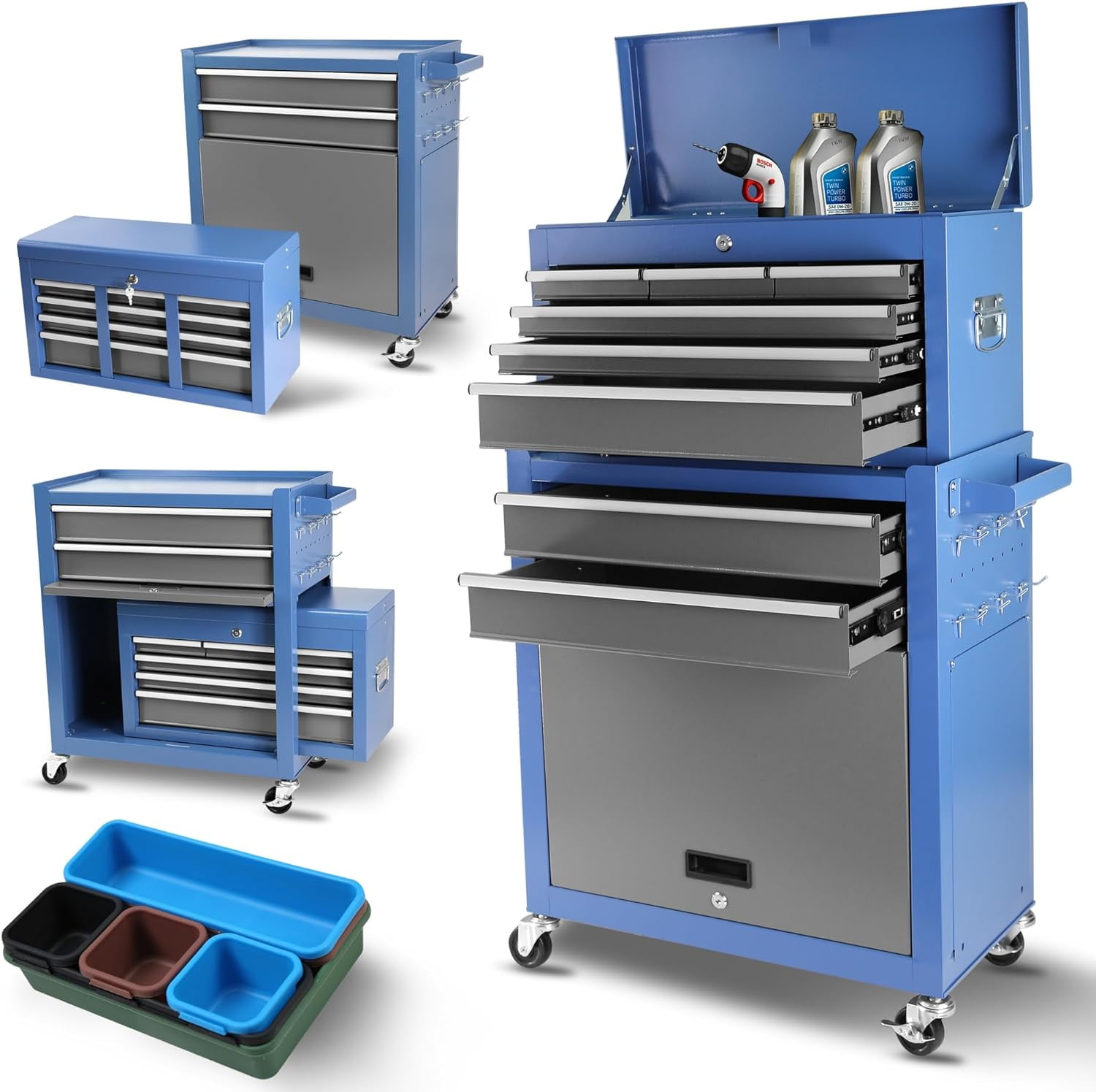 Tool Chest with Wheels, Rolling Tool Box with Drawer & Hooks, Heavy ...