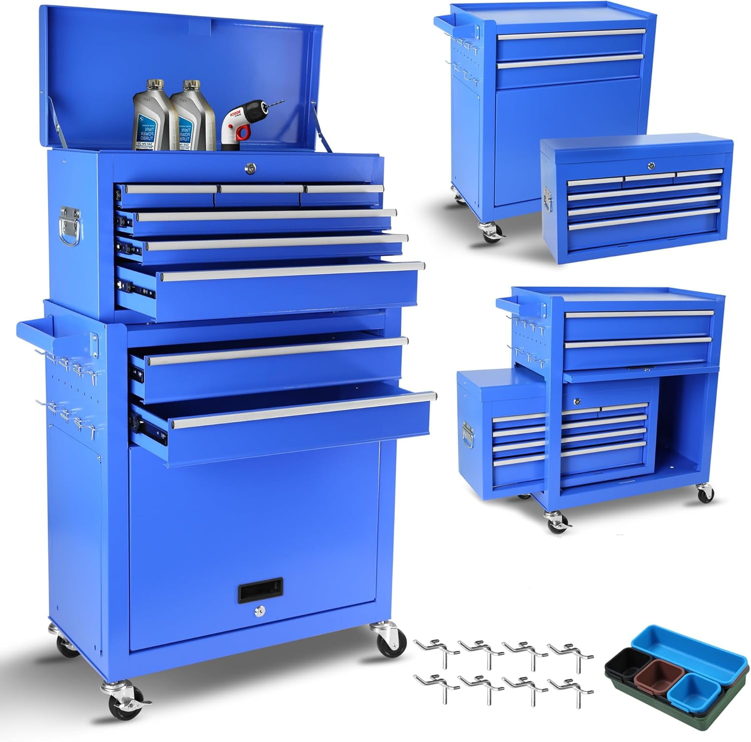 Tool Chest with Wheels, Rolling Tool Box with Drawer & Hooks, Heavy ...